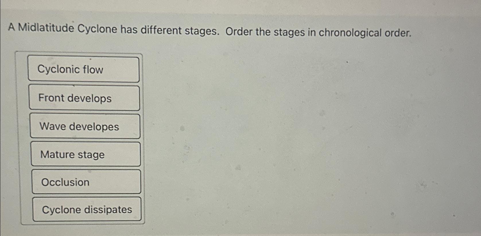 Solved A Midlatitude Cyclone has different stages. Order the | Chegg.com