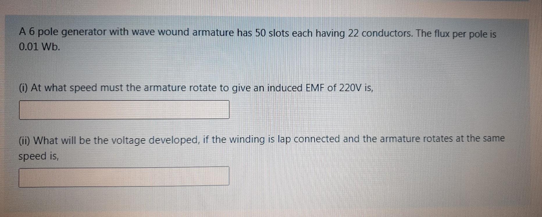 Solved Exercise Problems 3. A 4 pole generator with wave | Chegg.com