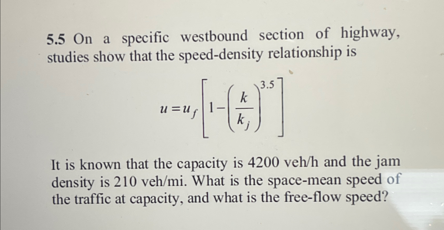 Solved 5.5 ﻿On a specific westbound section of highway, | Chegg.com