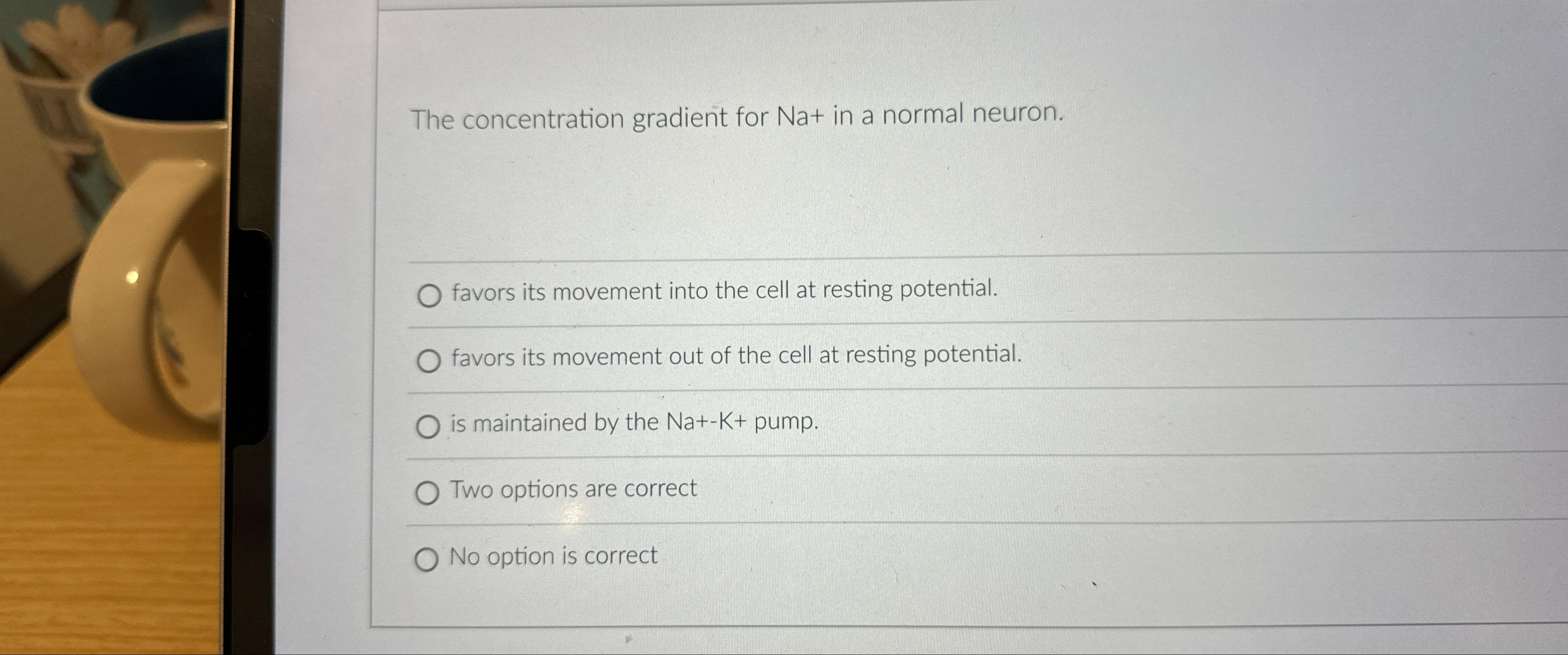 Solved The concentration gradient for Na+ ﻿in a normal | Chegg.com