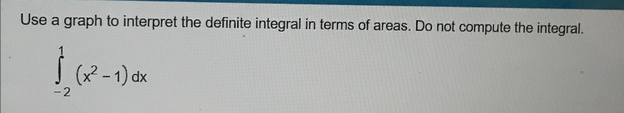 Solved Use a graph to interpret the definite integral in | Chegg.com