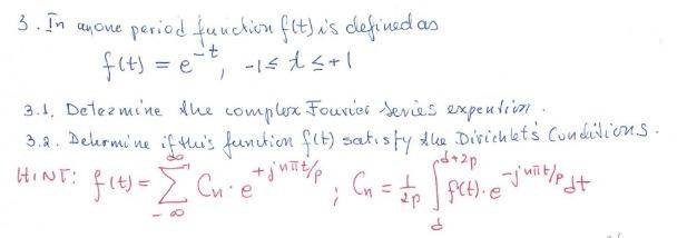 Solved 3. In my one period function fet) w's defined as f(t) | Chegg.com