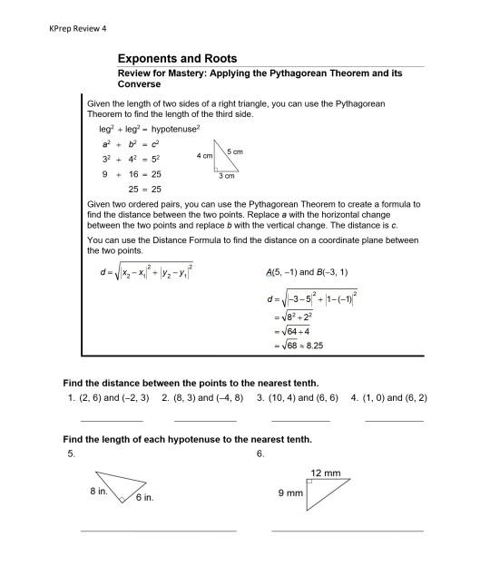 Solved KPrep Review 4 Exponents and Roots Review for | Chegg.com