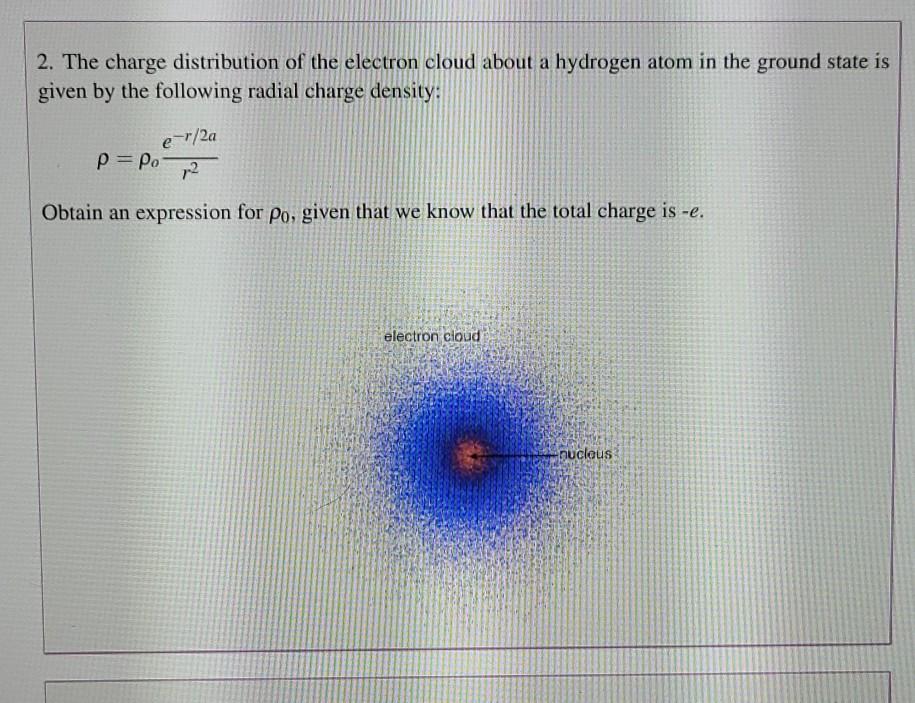 Solved 2. The charge distribution of the electron cloud | Chegg.com