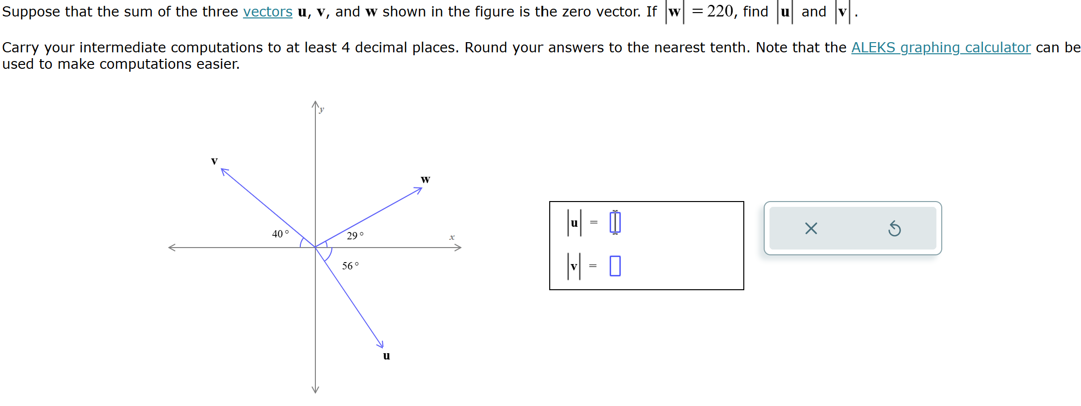 Solved Suppose that the sum of the three vectors u,v, ﻿and w | Chegg.com