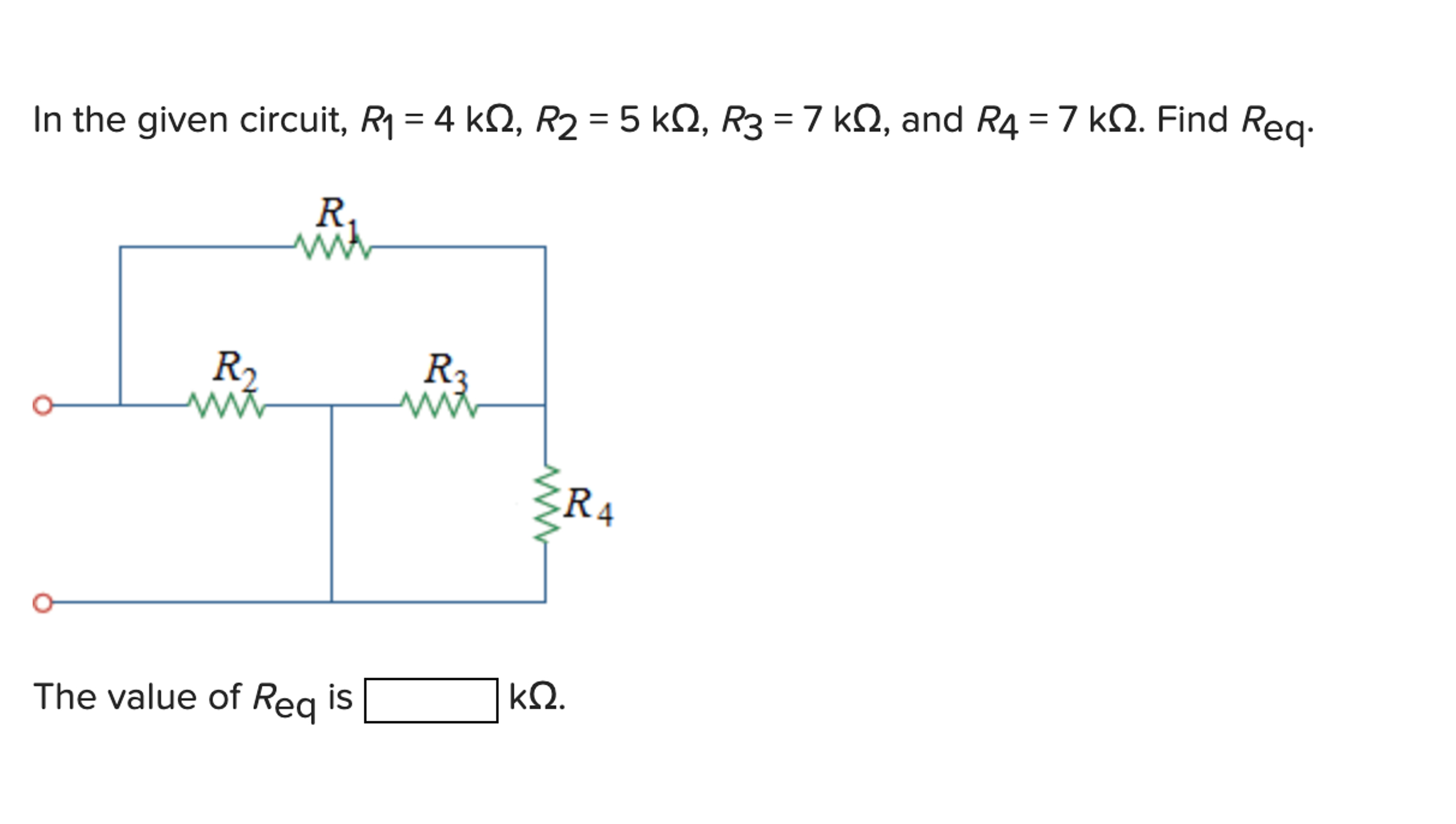 Solved by an EXPERT In ﻿the given circuit, R1=4kΩ,R2=5kΩ,R3=7kΩ, ﻿and | Chegg.com