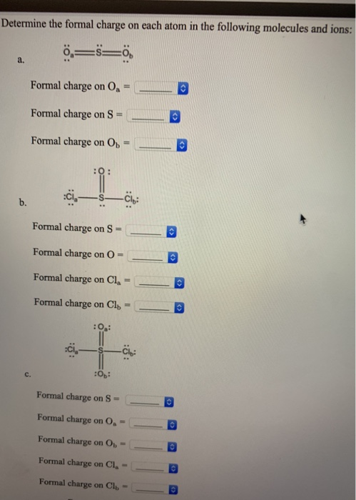 Solved Determine the formal charge on each atom in the | Chegg.com