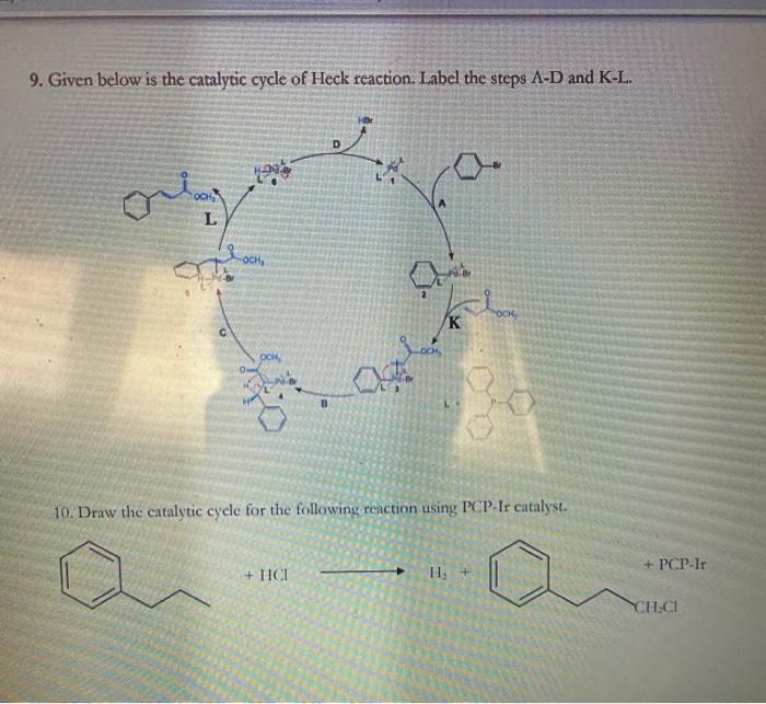 Solved 9. Given below is the catalytic cycle of Heck | Chegg.com