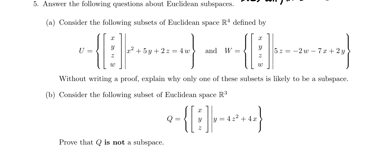 Solved Answer the following questions about Euclidean | Chegg.com