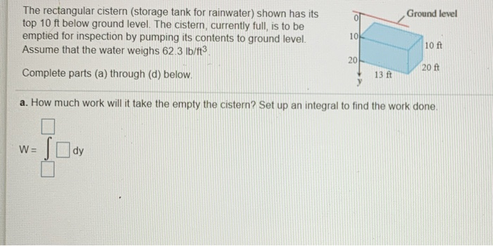Solved ol Ground level The rectangular cistern (storage tank | Chegg.com