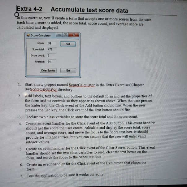 Solved Extra 4-2 Accumulate test score data In this | Chegg.com
