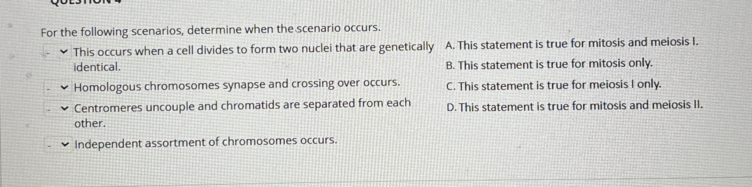 Solved For the following scenarios, determine when the | Chegg.com