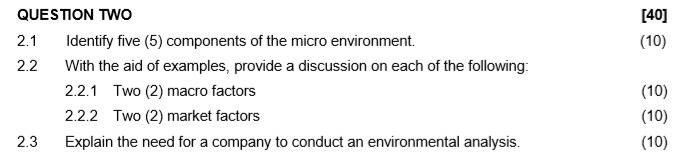 Solved QUESTION TWO2.1 ﻿Identify five (5) ﻿components of the | Chegg.com