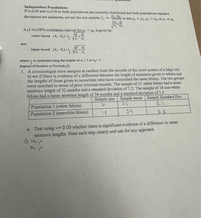 Solved Deviations Are Unknown We Use The Test Statistic 4771