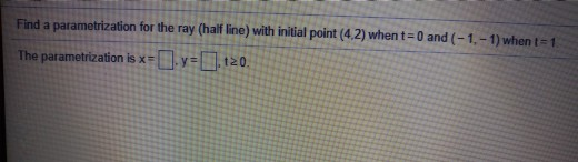 Solved Find a parametrization for the ray (half line) with | Chegg.com