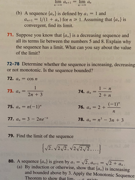 Solved lim an+1 lim an n-00 n-00 (b) A sequence {an} is | Chegg.com