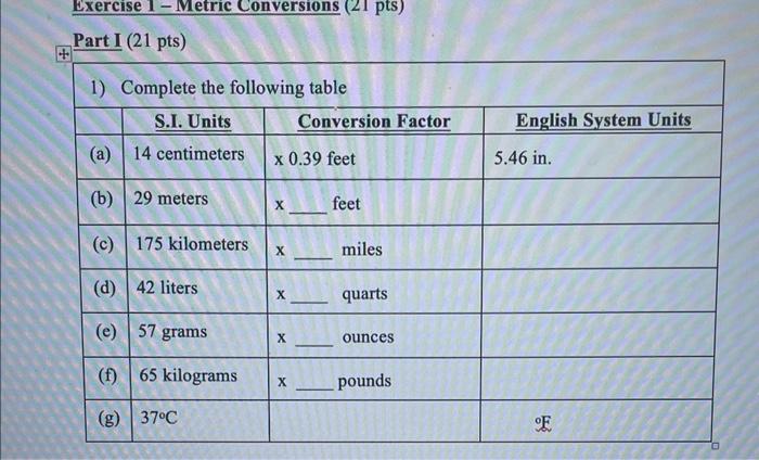 Solved Metric Conversions: Complete these unit conversions | Chegg.com