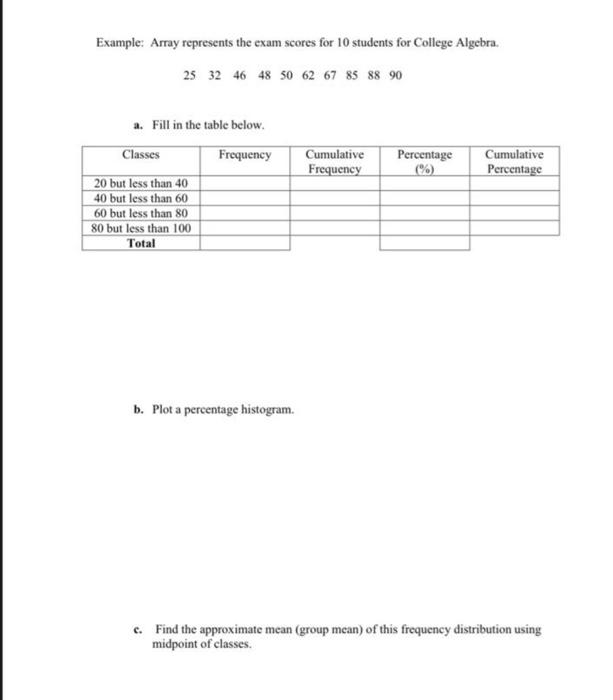 Solved Example: Array represents the exam scores for 10 | Chegg.com