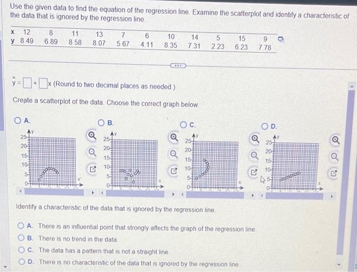 Solved Use the given data to find the equation of the | Chegg.com