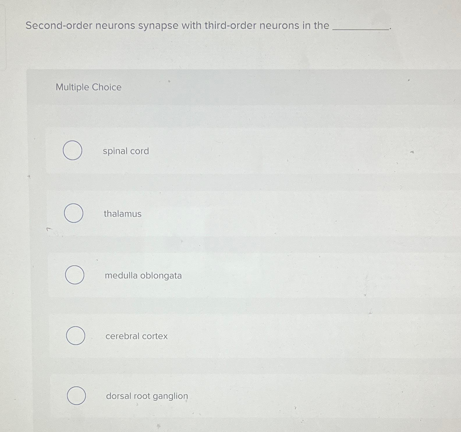 Solved Second-order neurons synapse with third-order neurons | Chegg.com