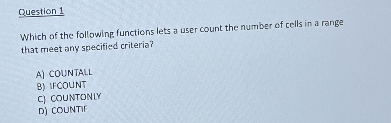 Solved Question 1Which of the following functions lets a | Chegg.com