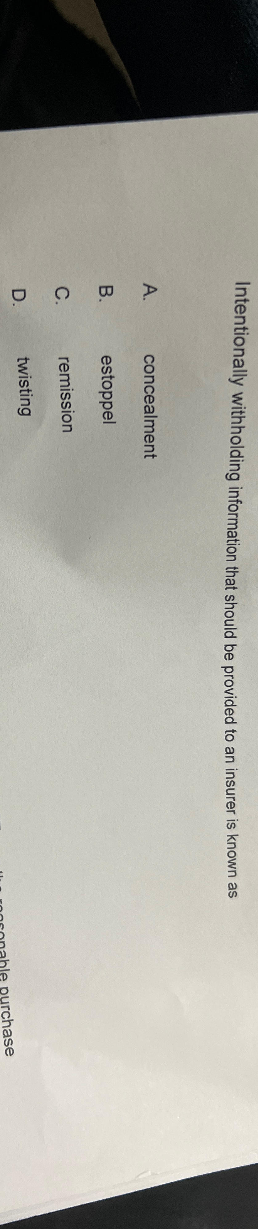 Solved Intentionally withholding information that should be | Chegg.com
