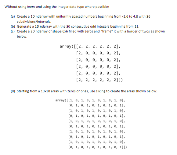Solved Without Using Loops And Using The Integer Data Type