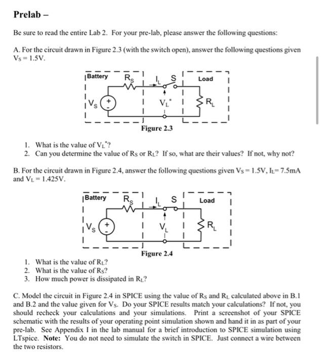 Solved Prelab - Be sure to read the entire Lab 2. For your | Chegg.com