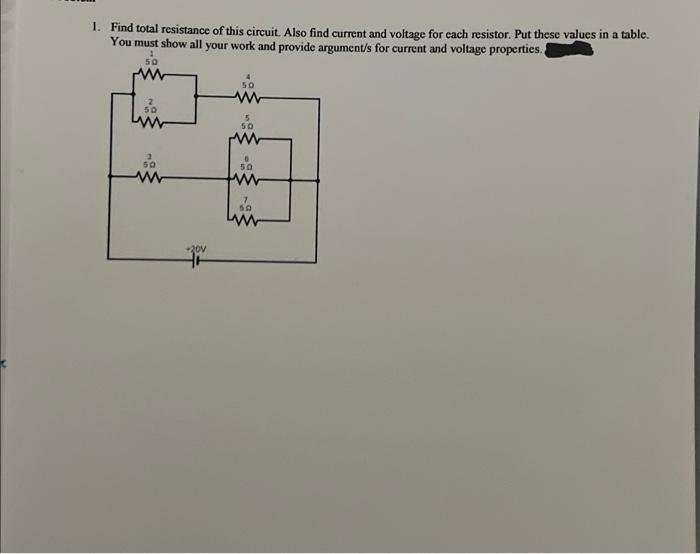 Solved 1. Find total resistance of this circuit. Also find | Chegg.com