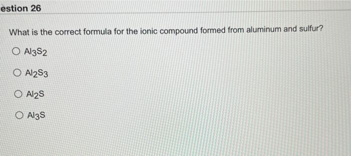 Solved estion 26 What is the correct formula for the ionic | Chegg.com