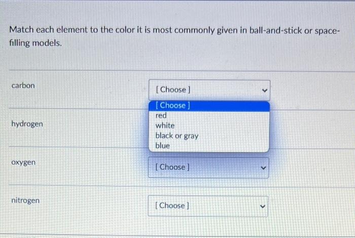 Solved Match each element to the color it is most commonly | Chegg.com