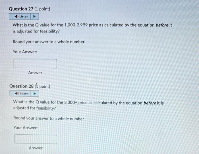 Solved Use the information below to answer the 10 quantity | Chegg.com