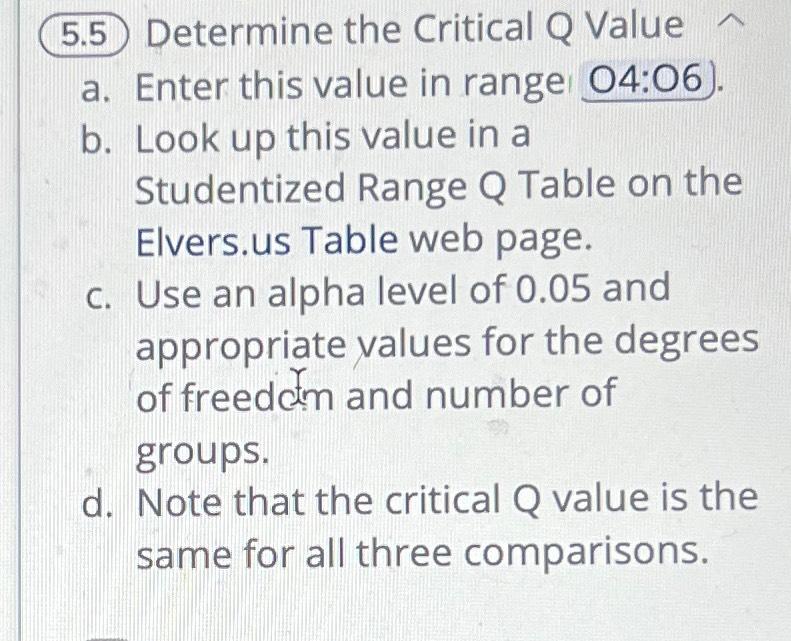 (5.5) ﻿Determine the Critical Q Valuea. ﻿Enter this | Chegg.com