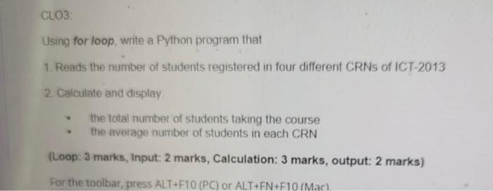 Solved Using for loop, write a Python program that 1. Reads | Chegg.com