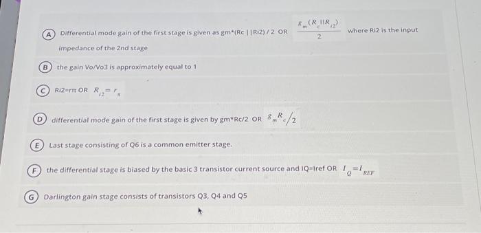 Solved Regarding the multistage amplifier below, which of | Chegg.com