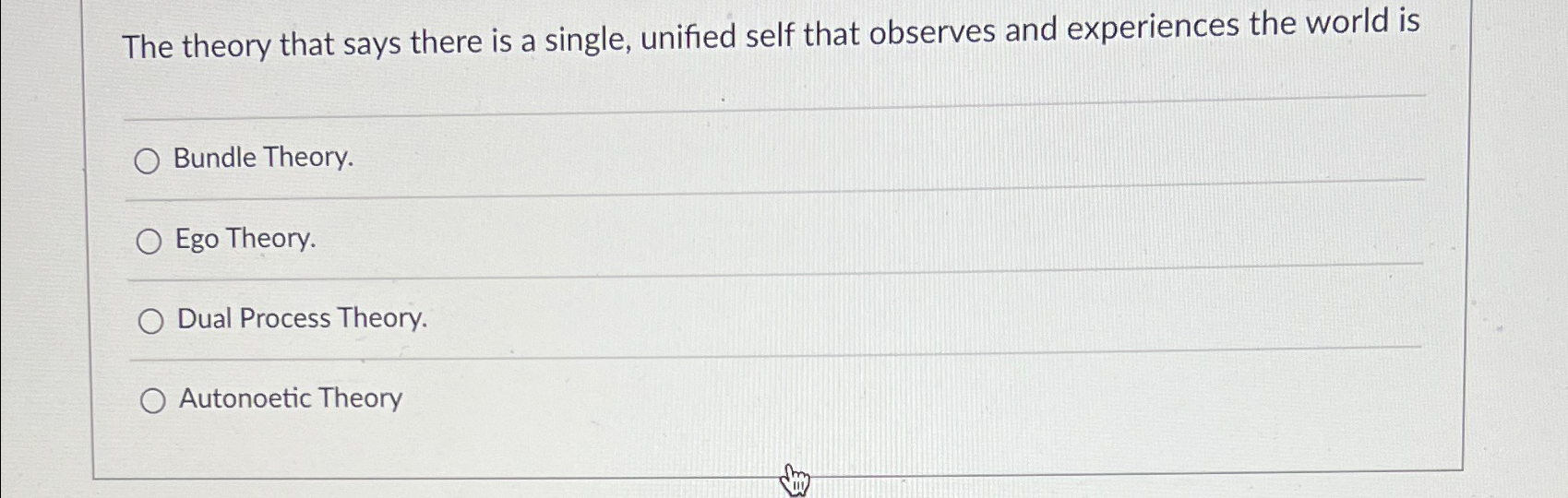 Solved The theory that says there is a single, unified self | Chegg.com
