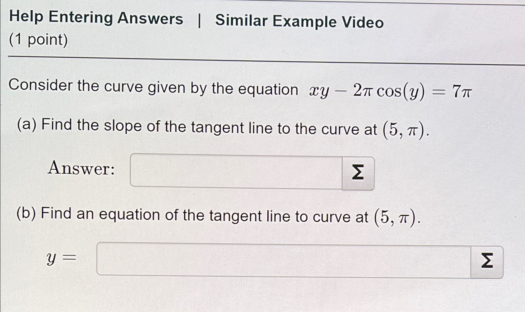 Solved Help Entering Answers | ﻿Similar Example Video(1 | Chegg.com
