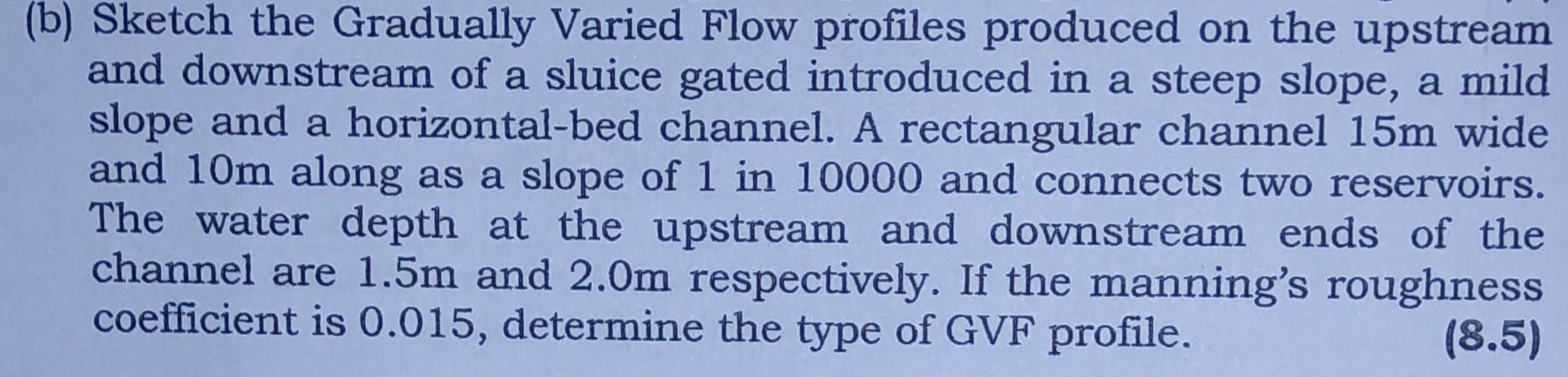 Solved (b) Sketch the Gradually Varied Flow profiles | Chegg.com