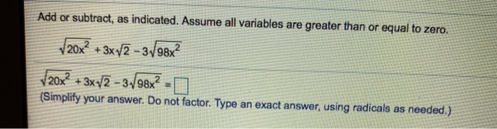 Solved Add or subtract, as indicated. Assume all variables | Chegg.com