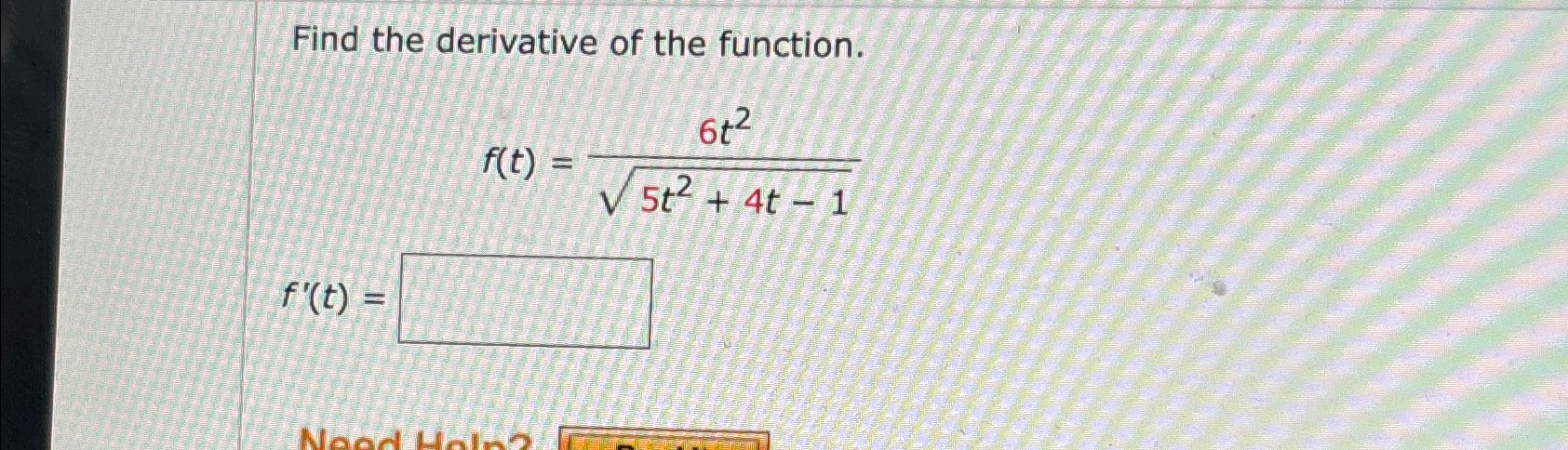 Solved Find the derivative of the | Chegg.com
