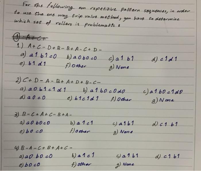 For the following non repetitive pattern sequences, | Chegg.com