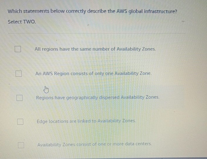 Which statements below correctly describe the AWS | Chegg.com
