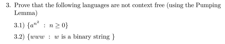 Solved 3. Prove that the following languages are not context | Chegg.com
