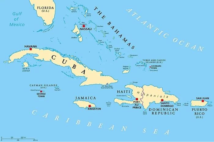 G. West Indies. Examine the map of the West Indies. | Chegg.com