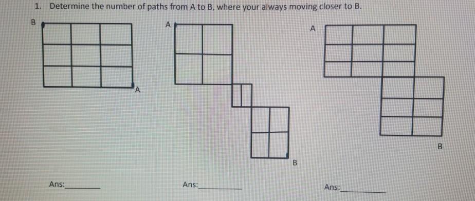 Solved 1. Determine the number of paths from A to B, where | Chegg.com
