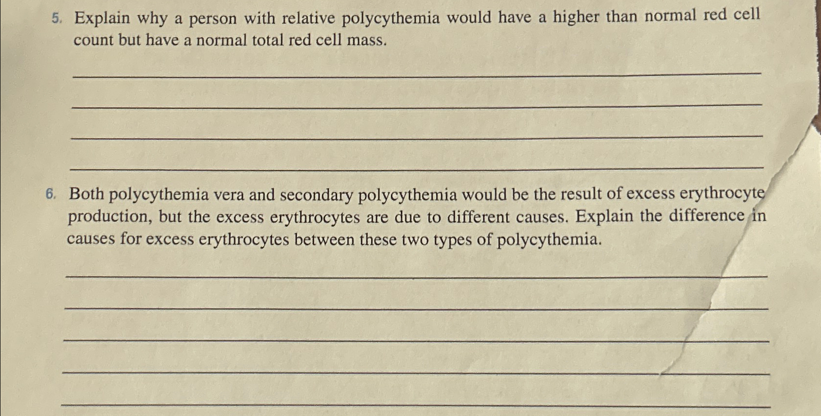 Solved Explain why a person with relative polycythemia would | Chegg.com