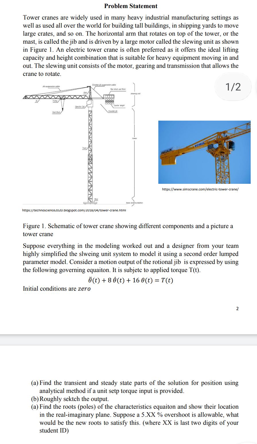 Solved Problem Statement Tower cranes are widely used in | Chegg.com