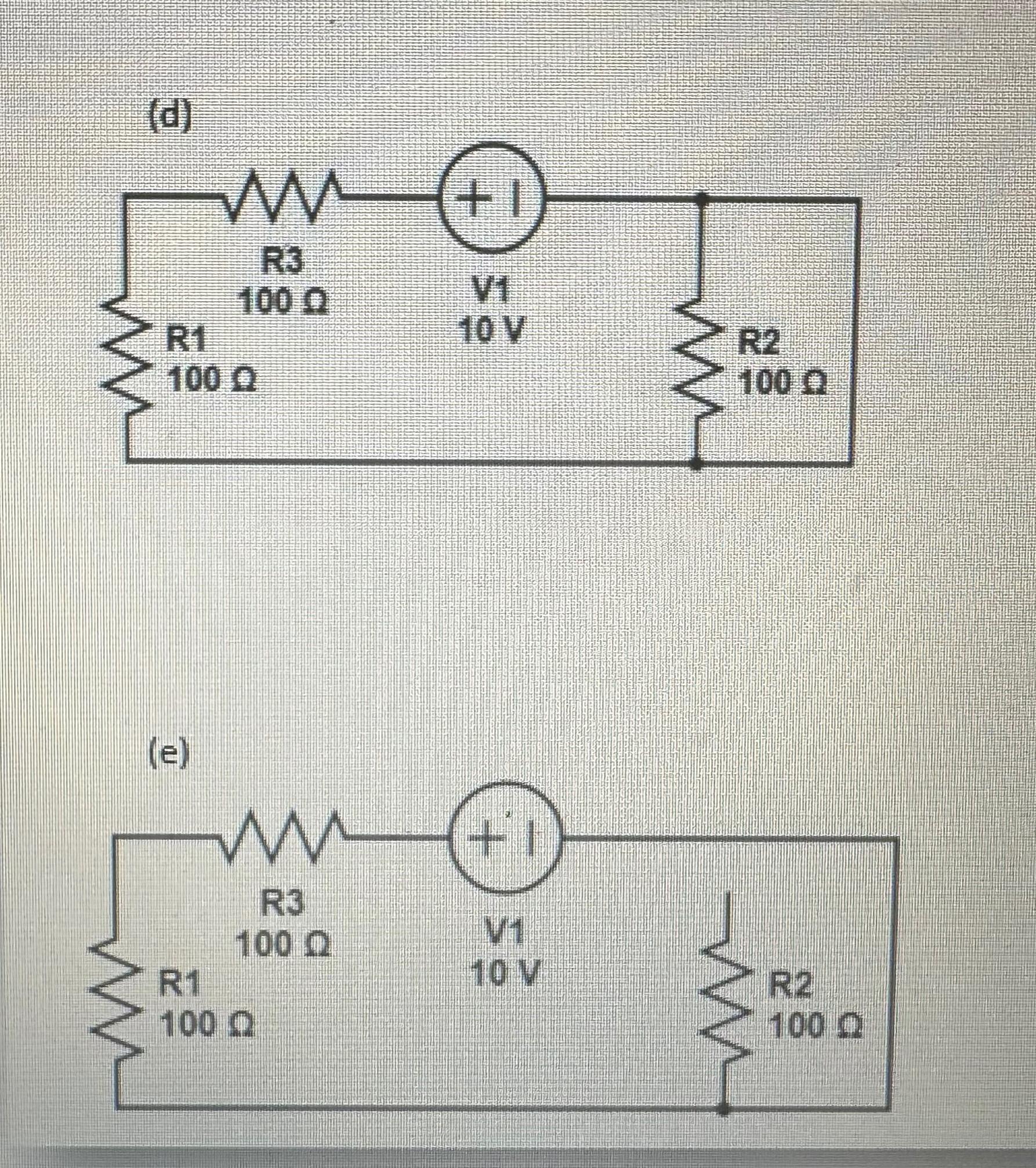 Solved Simplify these circuits (d),(e). ﻿ ﻿redraw as a | Chegg.com