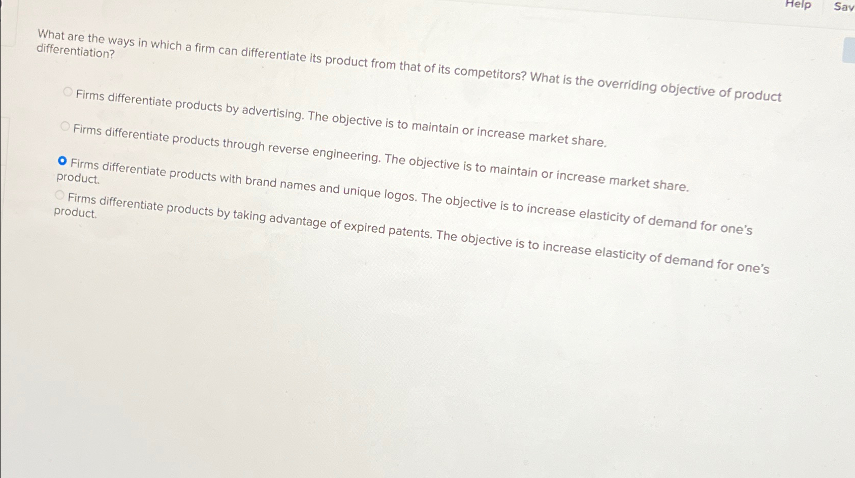 Solved differentiation?Firms differentiate products by | Chegg.com