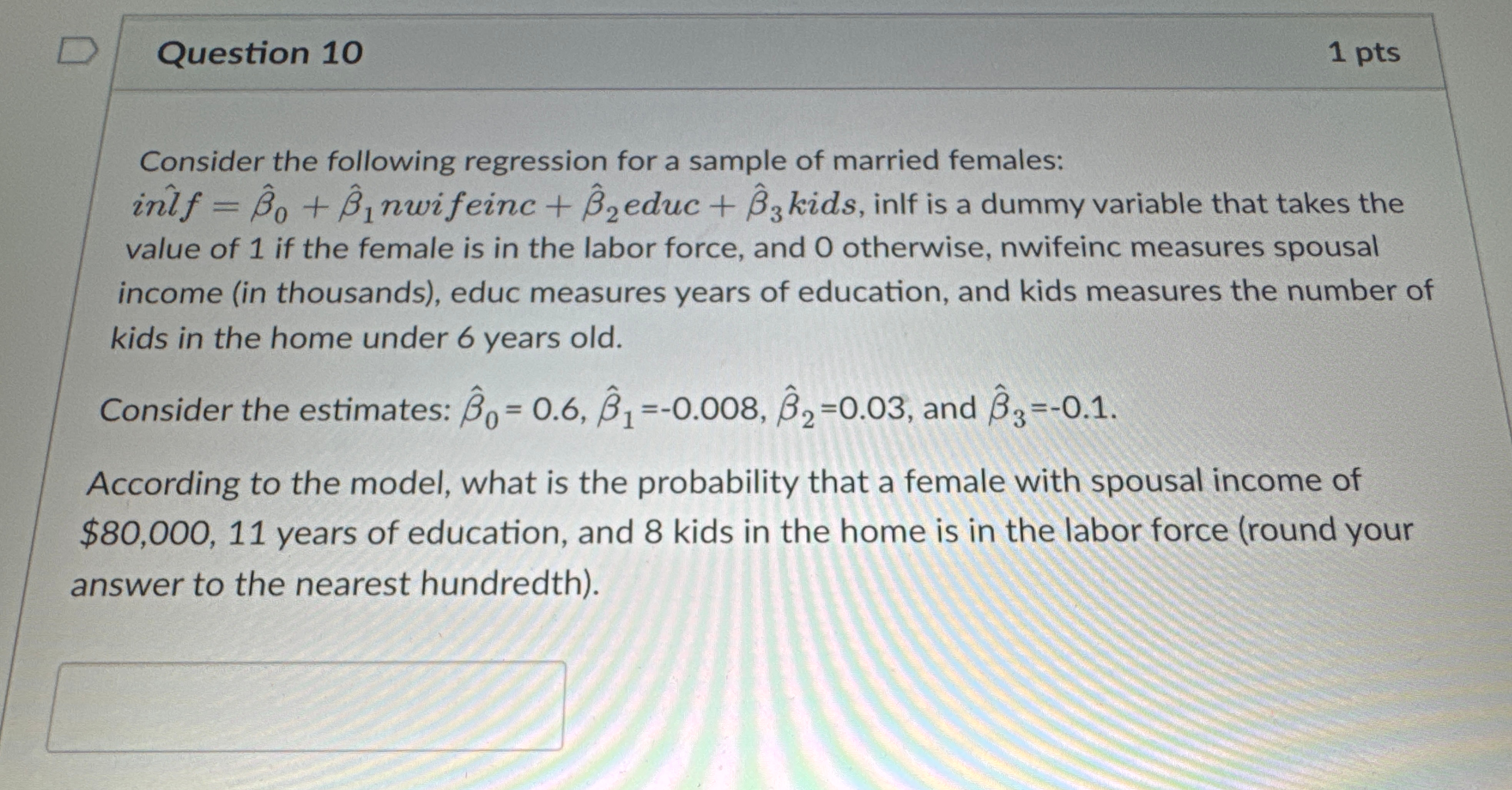 Solved Consider the following regression for a sample of | Chegg.com